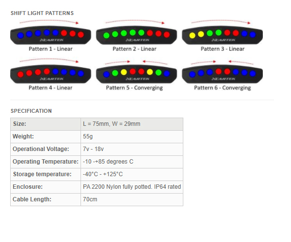 Cartek 2020 Sequential Shift Light | CK-LS-CL | MSAR