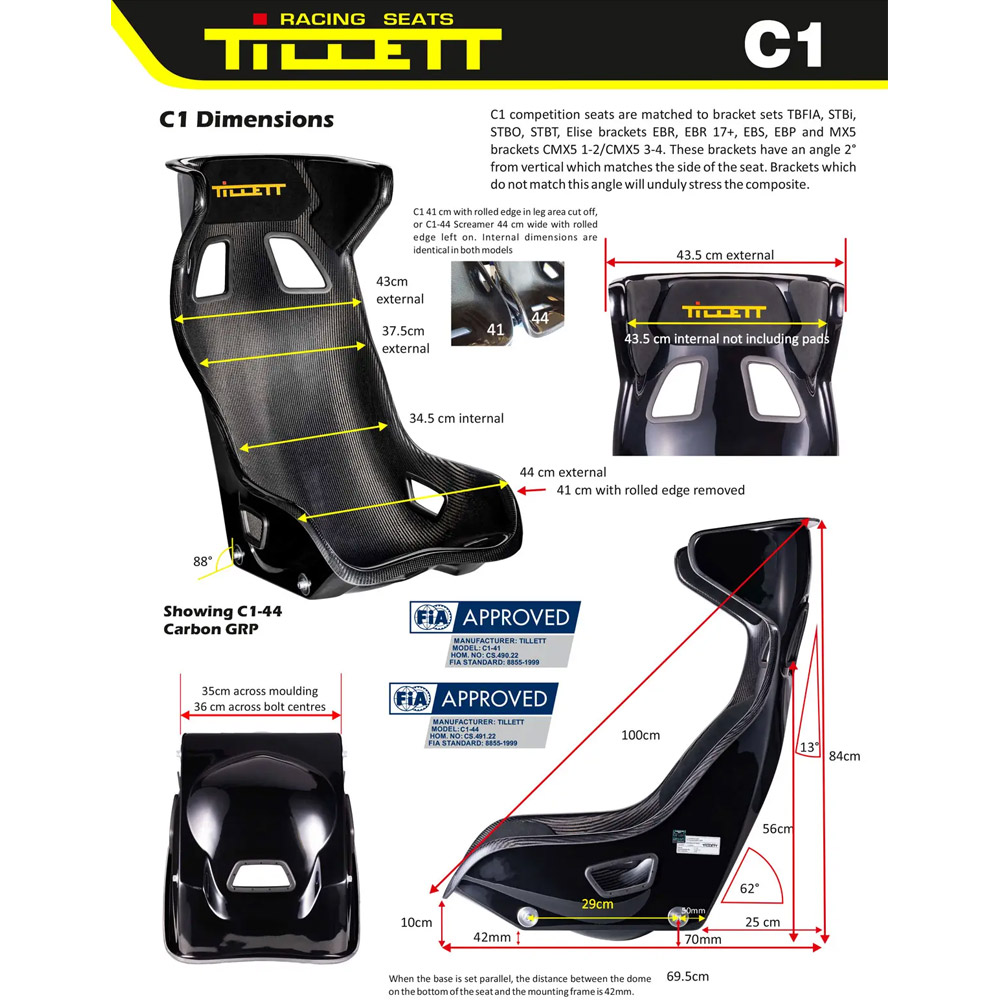 Buy Tillett C1 Carbon Fibre Seat | C1-41C/GRP | MSAR